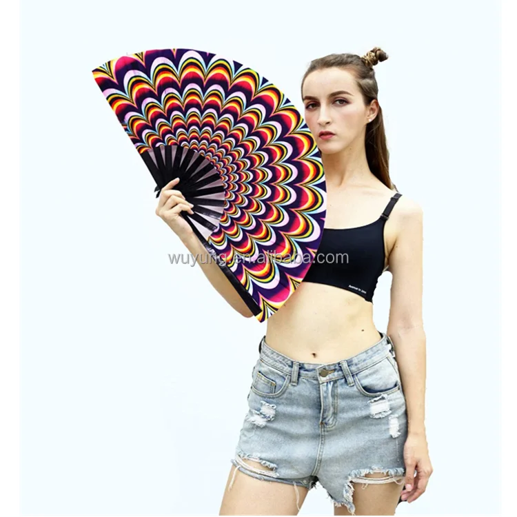 LED Glowing Chinese Bamboo Hand Fan - Perfect for Parties