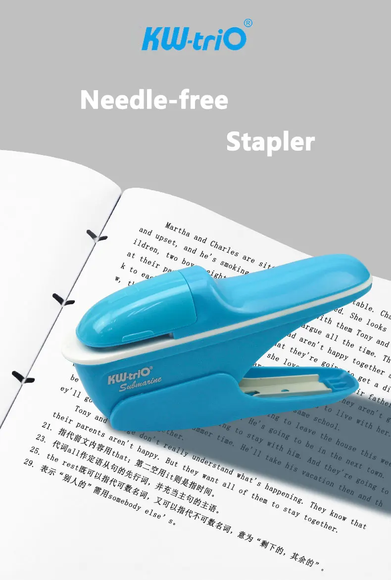 Hand-held Mini Safe Stapler Without Staples Staple Free Stapleless 7 ...