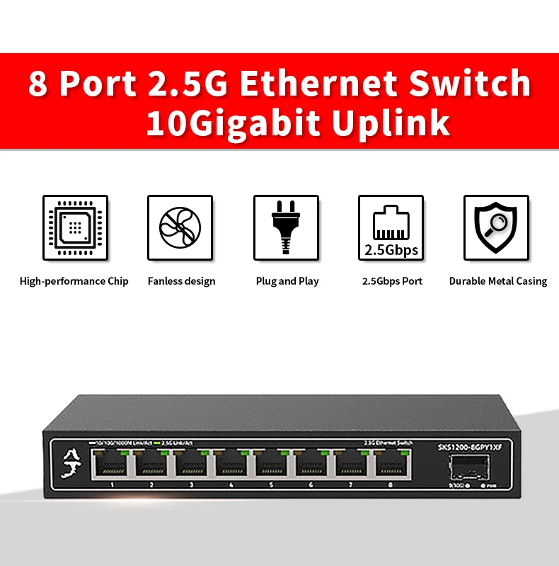 Seekerstor 8 Port 2.5g Ethernet Switch Base-t Network Switcher ...