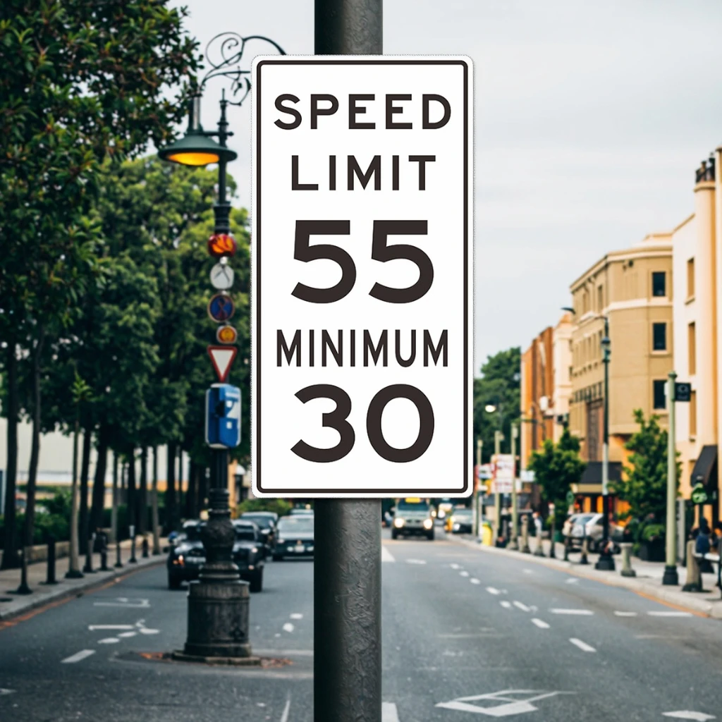 Speed Limit 55MPH Traffic Sign Board Minimum Speed Limit 30MPH Durable ...