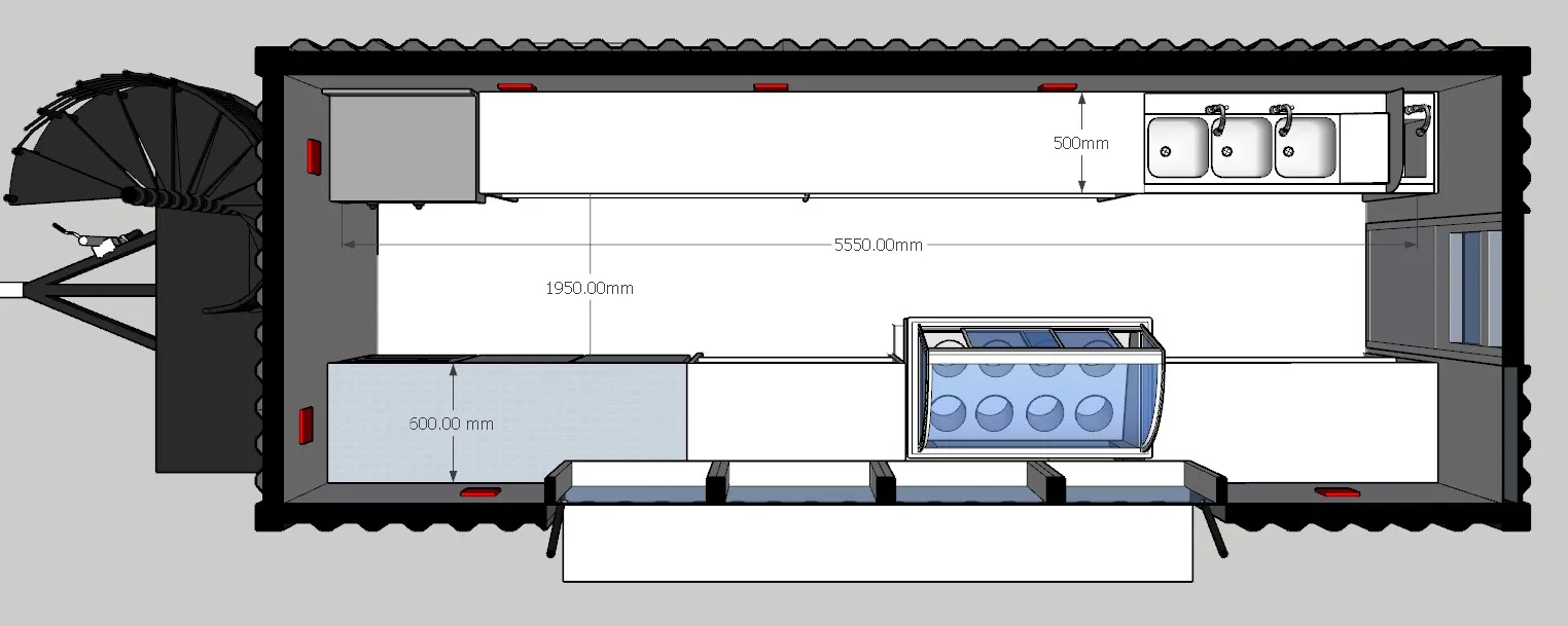 20ft Container Cafe Bar Street Food Van Trailer Mobile Fast Food Truck
