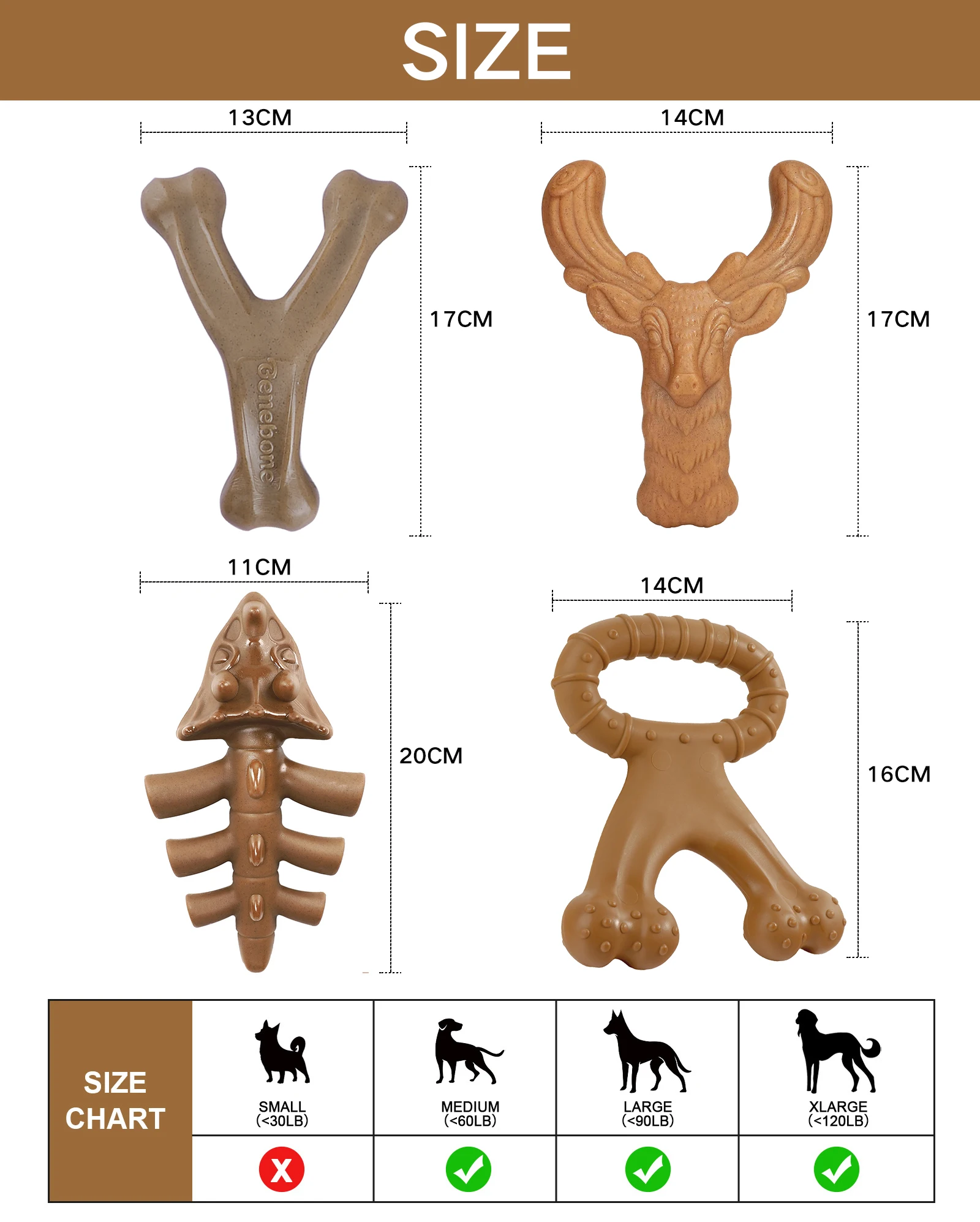 Benebone Wishbone 4PCS Durable Real Bacon Beef Flavor Food Grade Dog ...