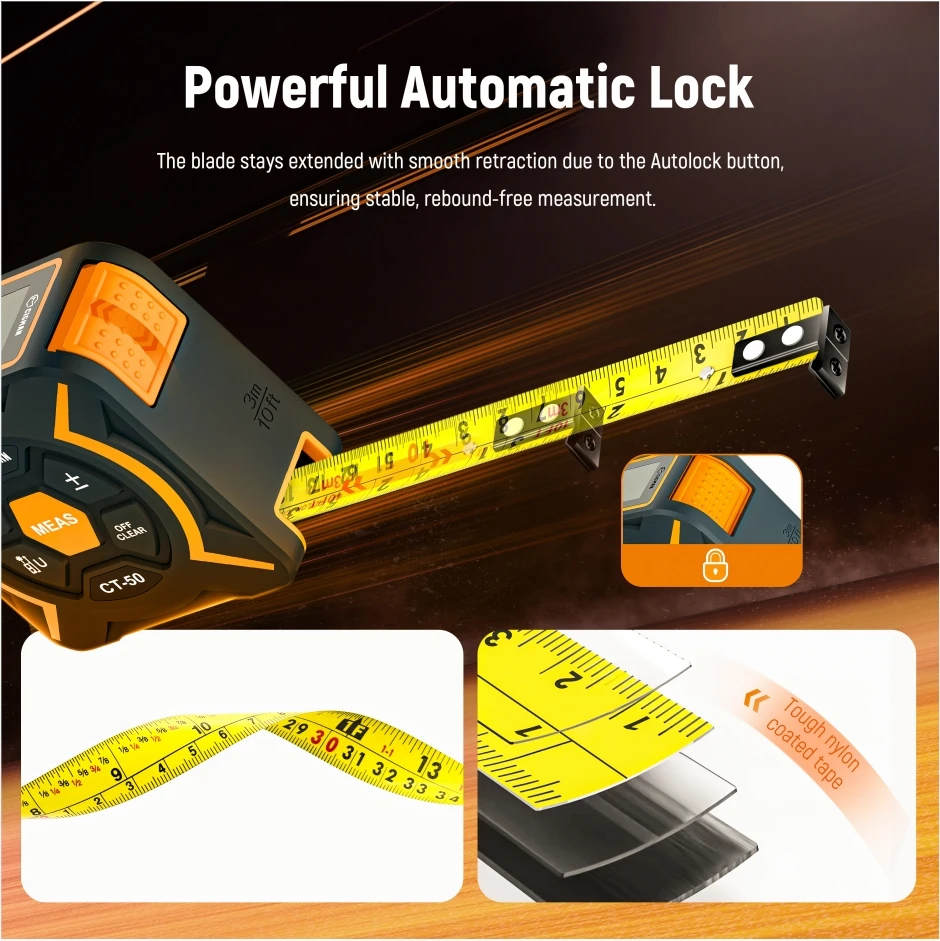 Cigman Laser Distance Meter Tape Measure Digital Measuring Instrument ...