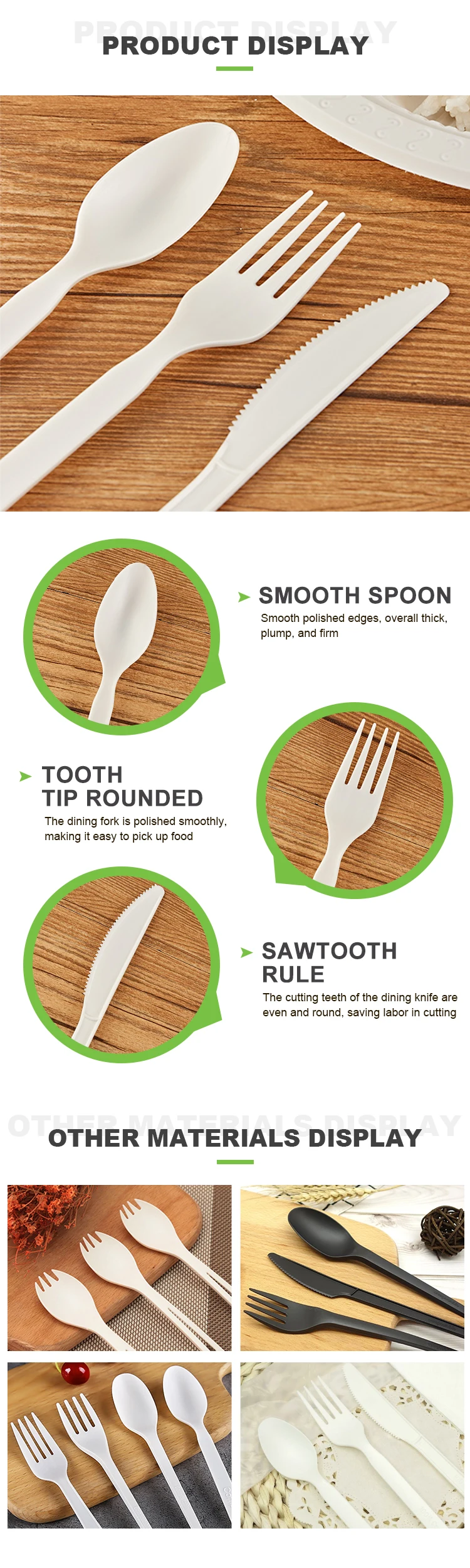 Low Price Compostable Cutlery Biodegradable Corn Starch PLA Disposable Cutlery Tableware Sets ...