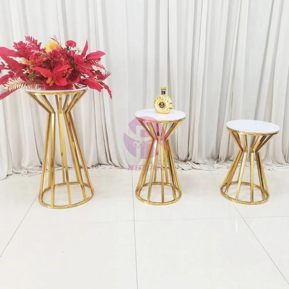 White Top Gold Cinderella Stand Pedestal Set for Wedding Cakes