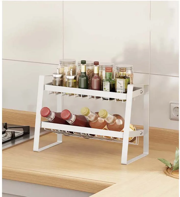 2 Tier Counter Shelf Standing Holder Spice Rack Organizer for Kitchen ...