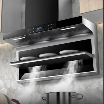 Touch Screen Range Hood 90cm 60cm Black Extractor Cooktop Hood Smart ...