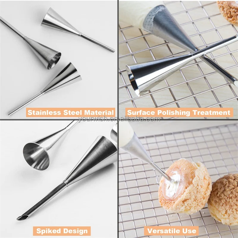 Stainless Steel Long Cream Icing Puffs Piping Nozzle Puff Cream ...