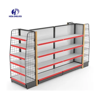 4 Layers Punch Backboard Gondola Shelving Supermarket Shelves Metal ...