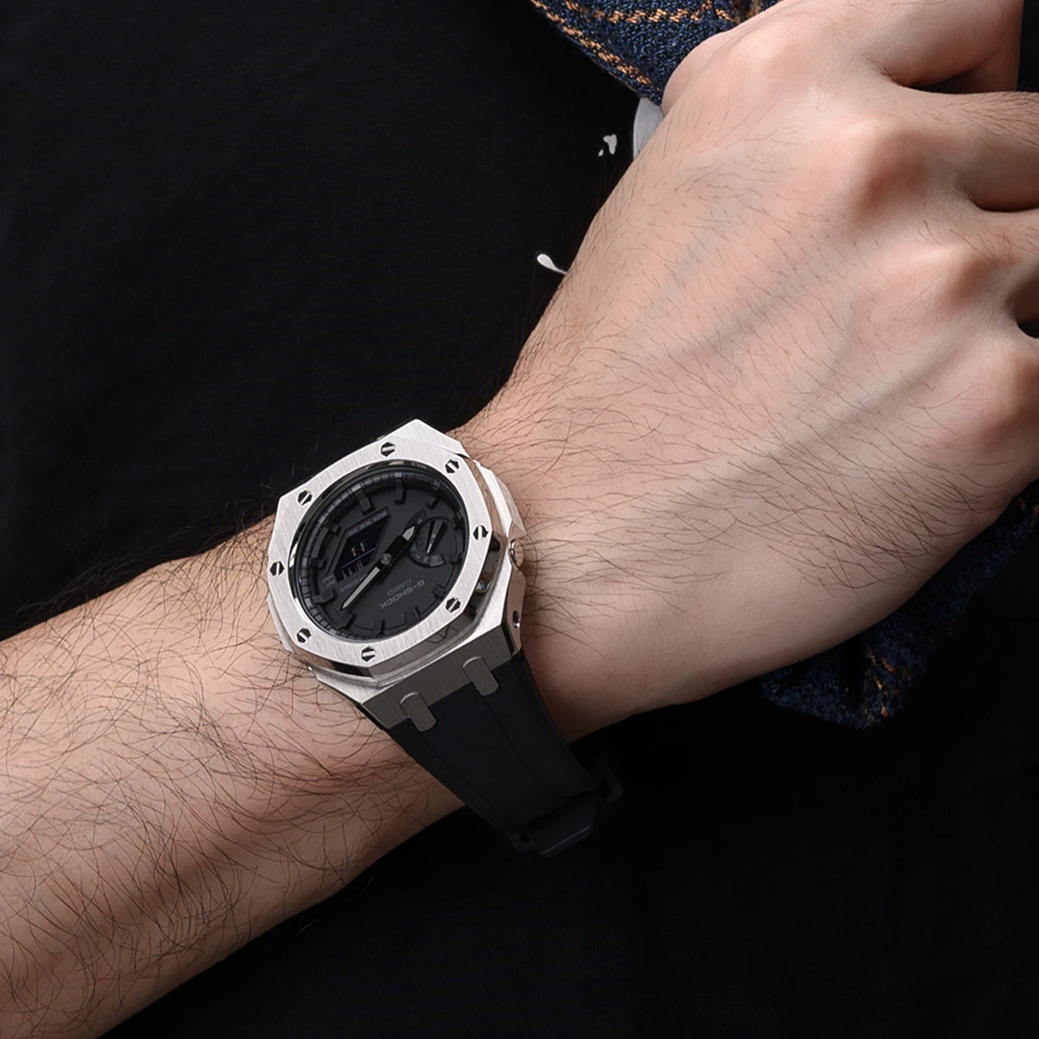 Luxury Gshock Ga2100 Rubber Strap Metal Bezel Parts Accessories Watch ...