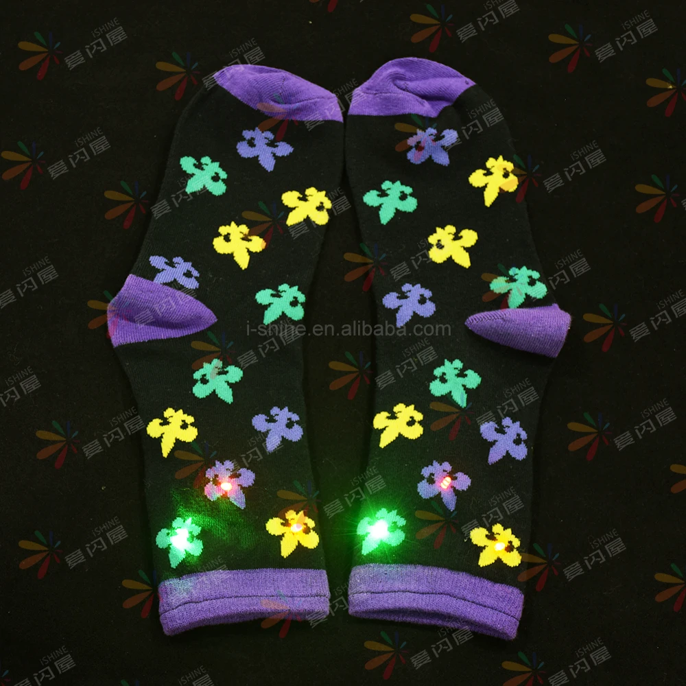 Custom Led Mardi Gras Socks Carnival Women Adult Wholesale Light Up ...