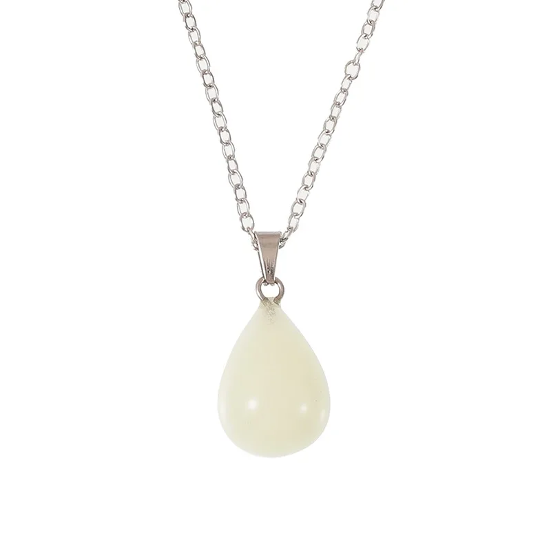 Big Waterdrop Shape Pendant Chain Glow In The Dark Natural Stone Chain ...