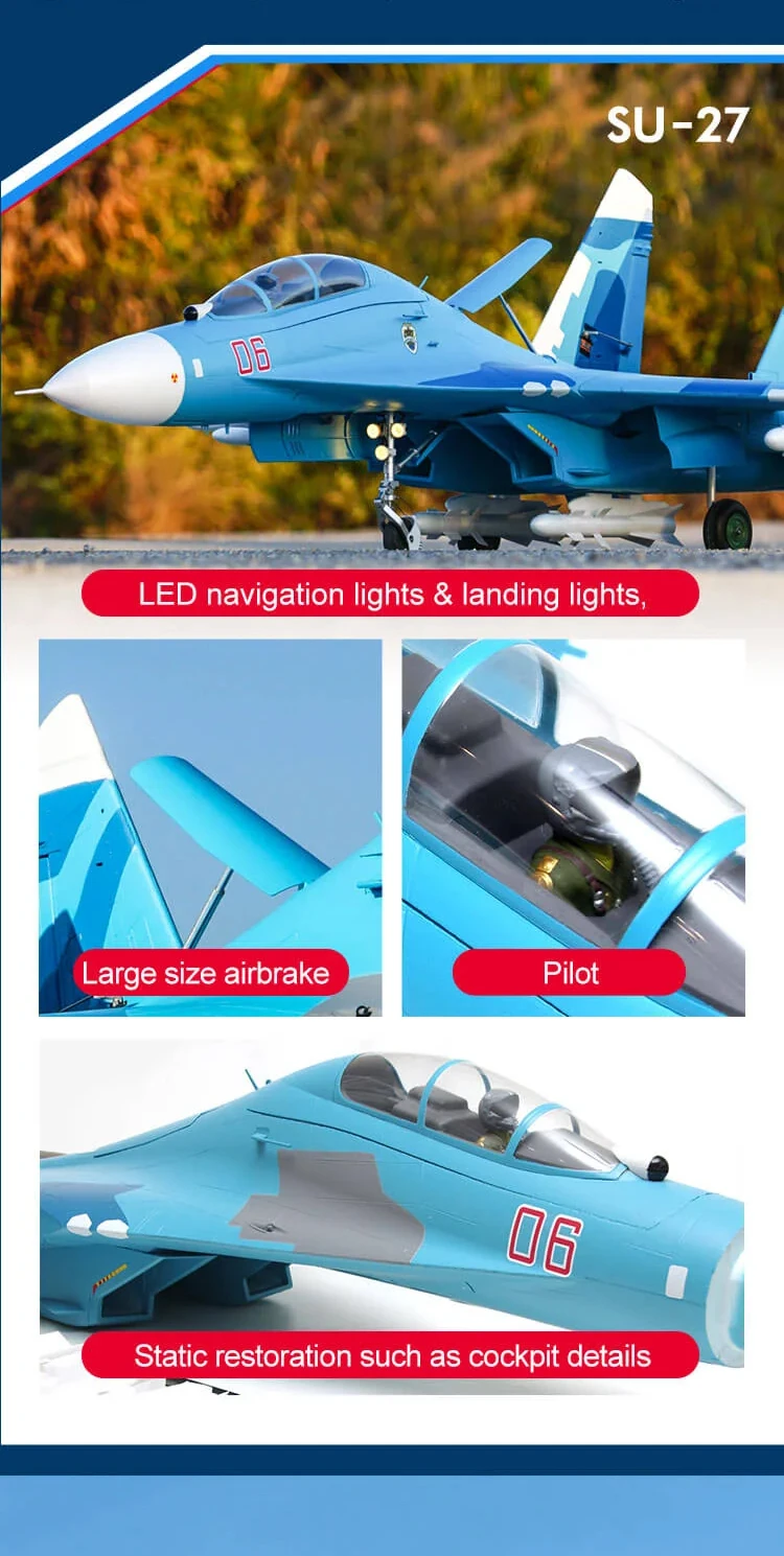 FMS SU-27 Twin 70mm EDF RC Jet Fighter - Full Feature Scale Model with ...