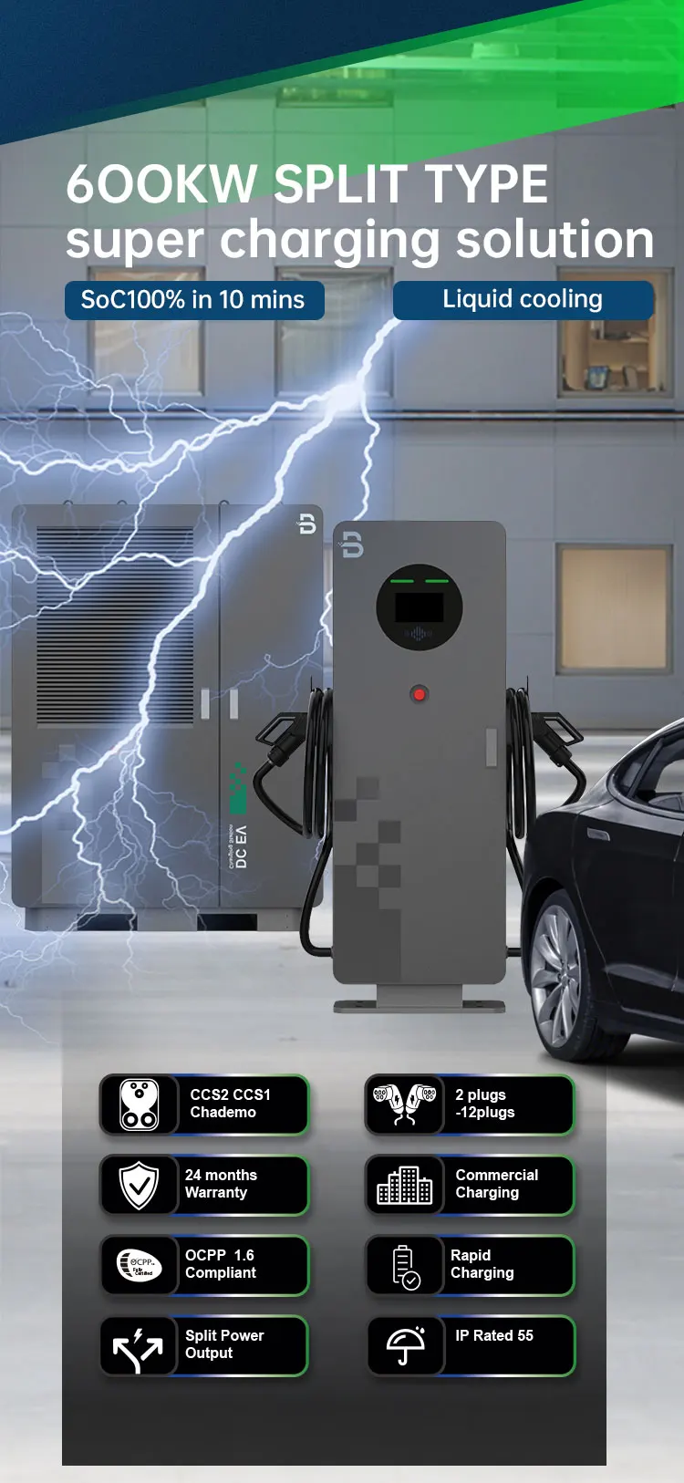 BENY IP55 DC Split Type Fast EV Charger - 360kw to 600kw