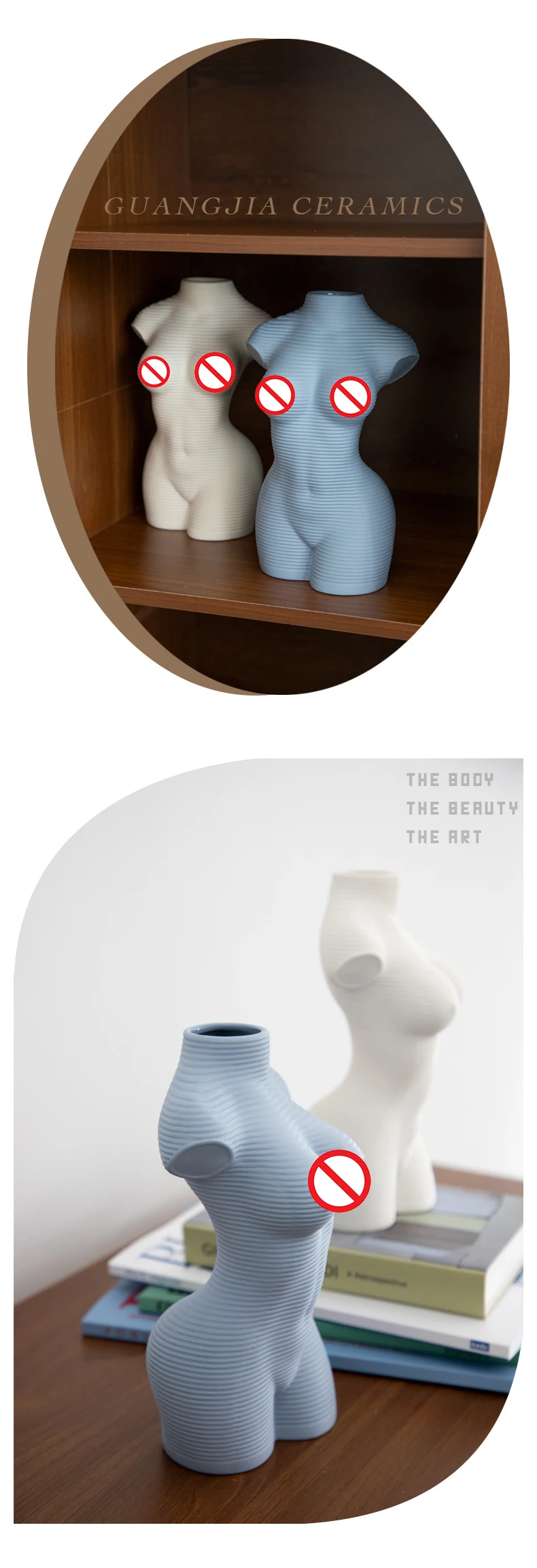White Human Body Ceramic Flower Vase Modern Lady Female Woman Body ...