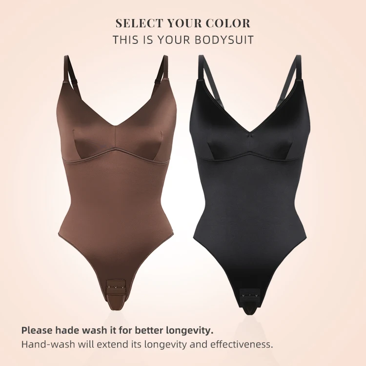 Wholesale Shapewear Bodysuits For Women Pearl Luster Fabric Deep V-neck ...