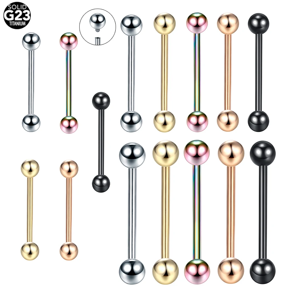 Titanium Tongue Barbell Piercings Nipple Stud Bars 14g16g Internally ...