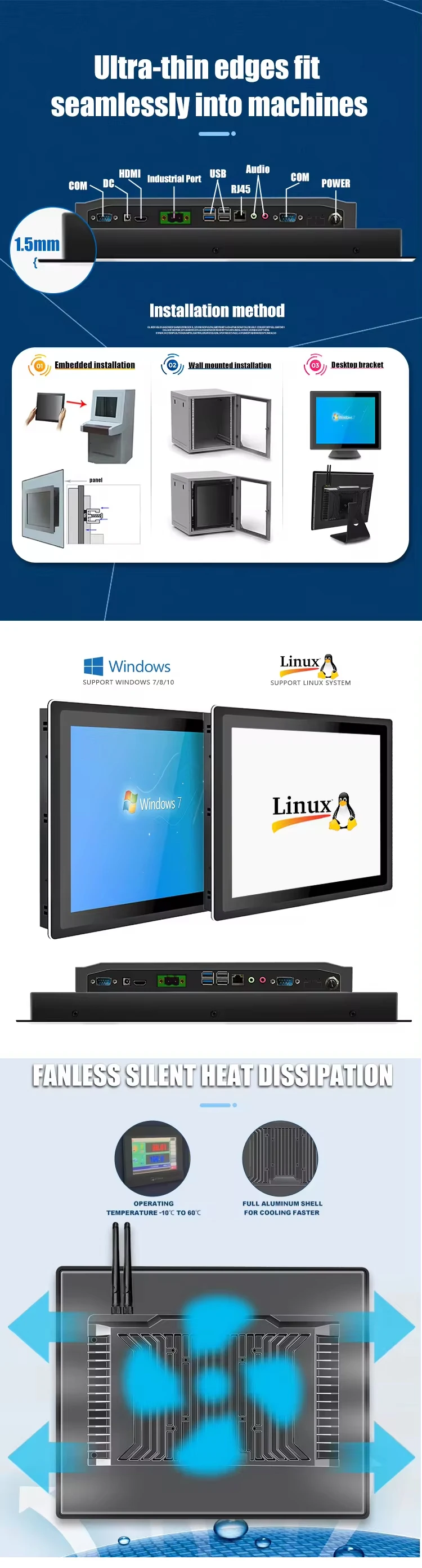 Man-machine Interface Hmi And Industrial Pcs All In One Fanless Android ...