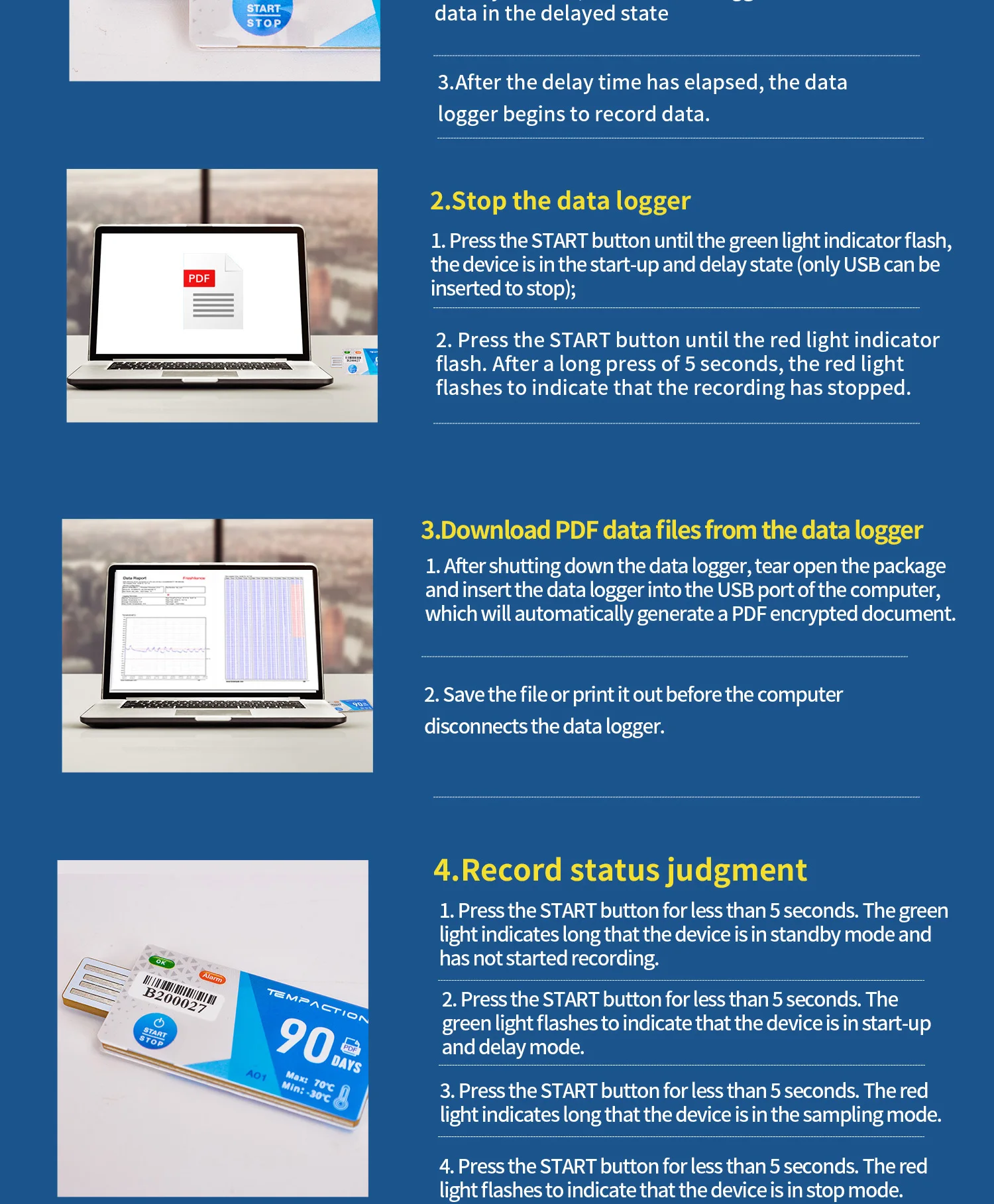 Single Use Cold Chain Container Temperature Data Logger Recorder -30c ...