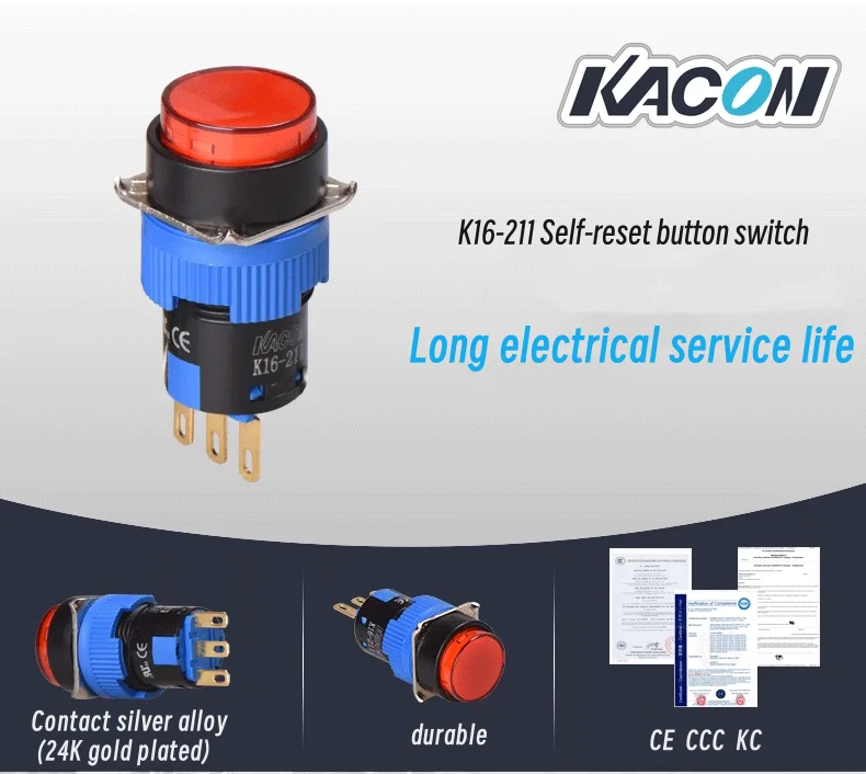 South Korea Kacon16mm Push-button Switch Self-restart Button K16-872r ...