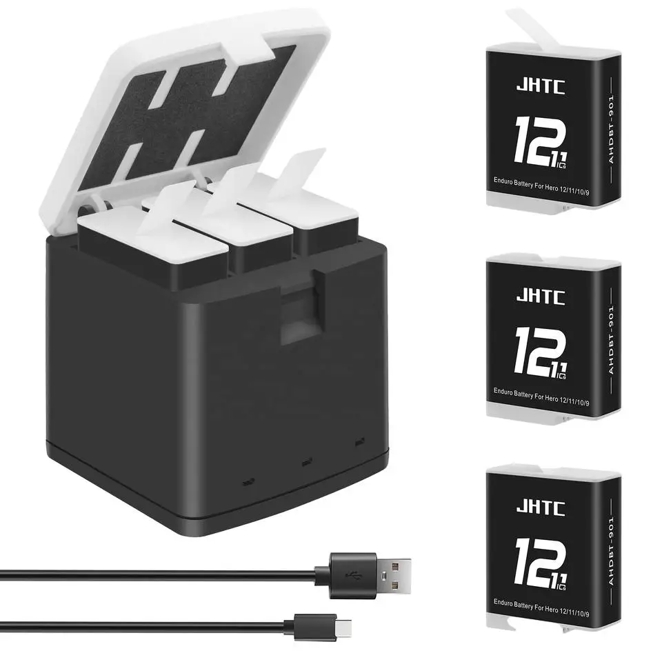 Jhtc For Go Pro 12 Endurance Battery Charger 1800mah Compatible With ...