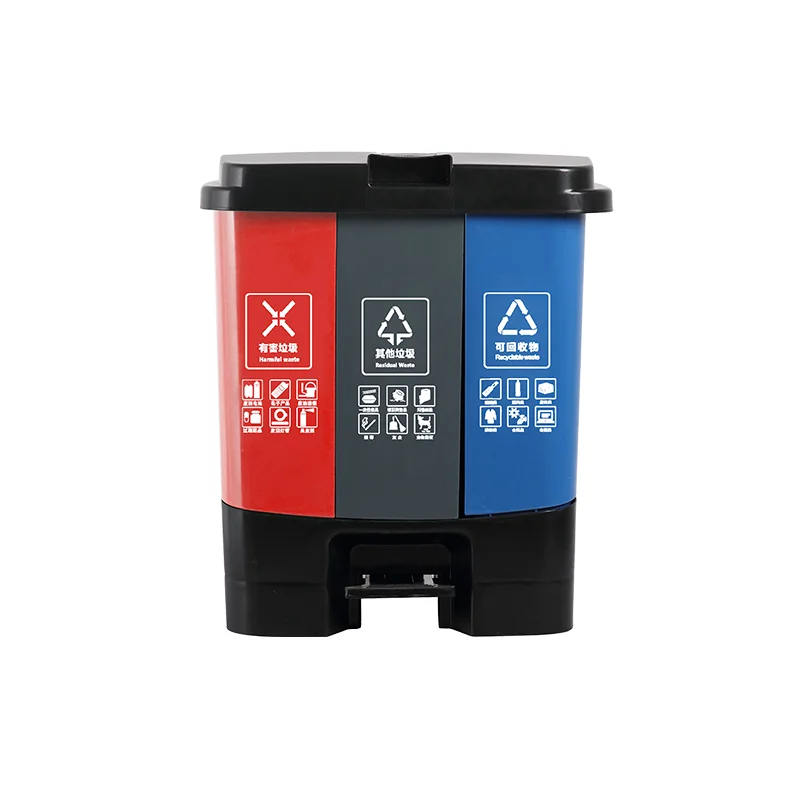 60l Heavy Duty Portable Compartment Bin Sorting Garbage Trash Cans For ...