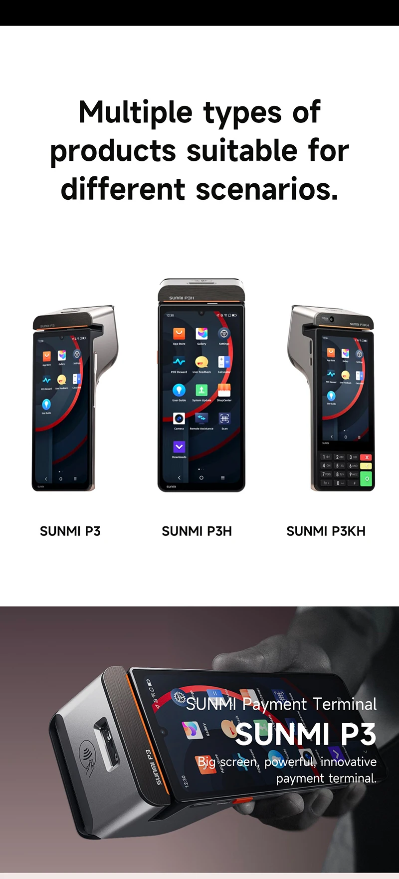 SUNMI P3 Series Pos Machine for Restaurant - No Payment System