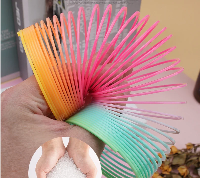 S328 Educational Folding Plastic Rainbow Circle Spring Coil Toy for Kids