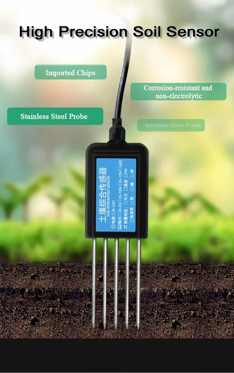 RS485 Soil Temperature Humidity Testing - 7 in 1 Sensor