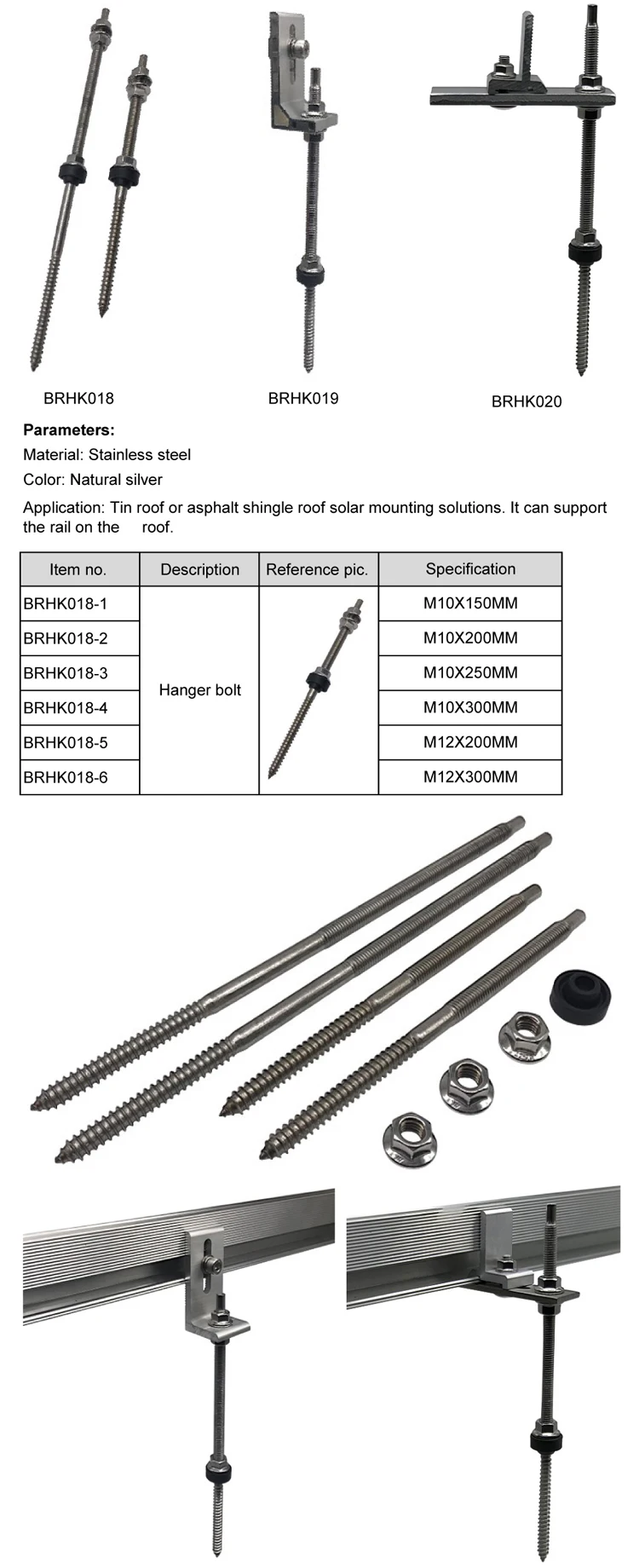 Hf M8 M10 M12 Self-tapping Screw Double Headed Solar Panel Stainless ...