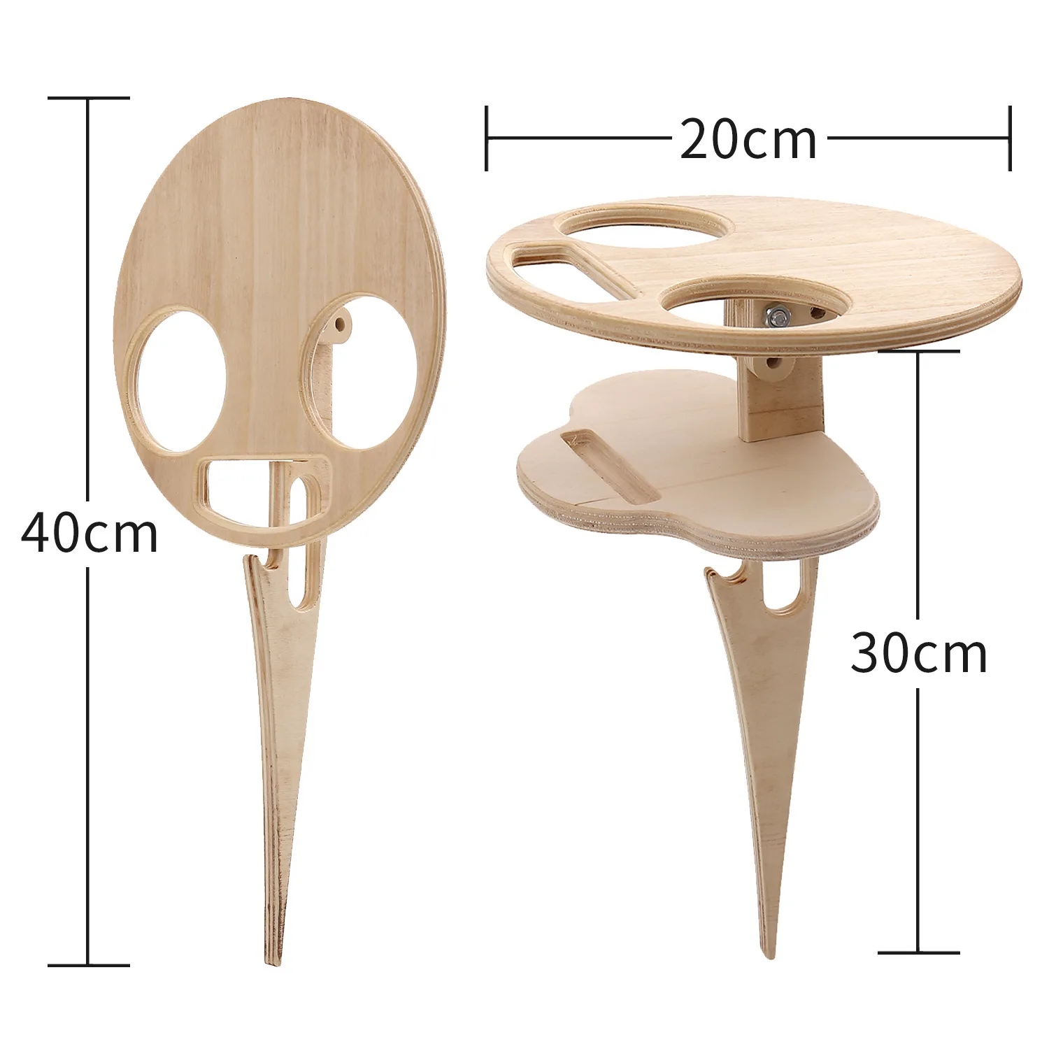Mini Portable Wood Round Folding Tables Collapsible Lawn Picnic Beach ...