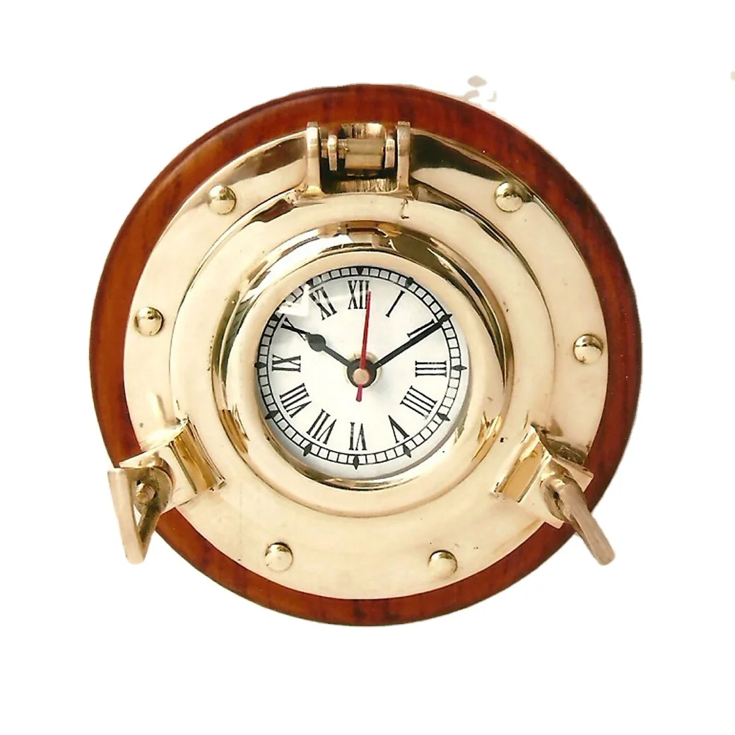 Nautical Clock Antique Brass Porthole Clock Customized Metal Wall Clocks Decorative Porthole for ...