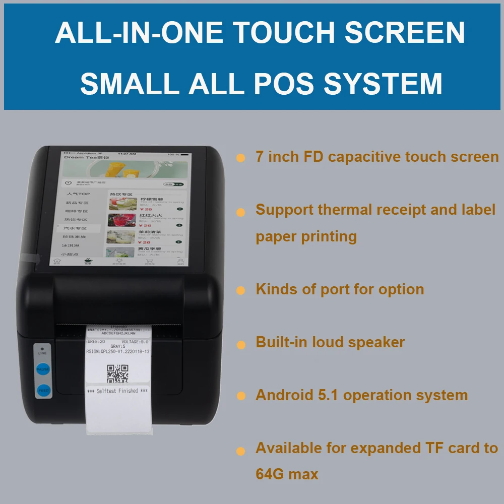 7 Inch Pos Terminal Portable Android Pos With Built-in Printer - Buy ...