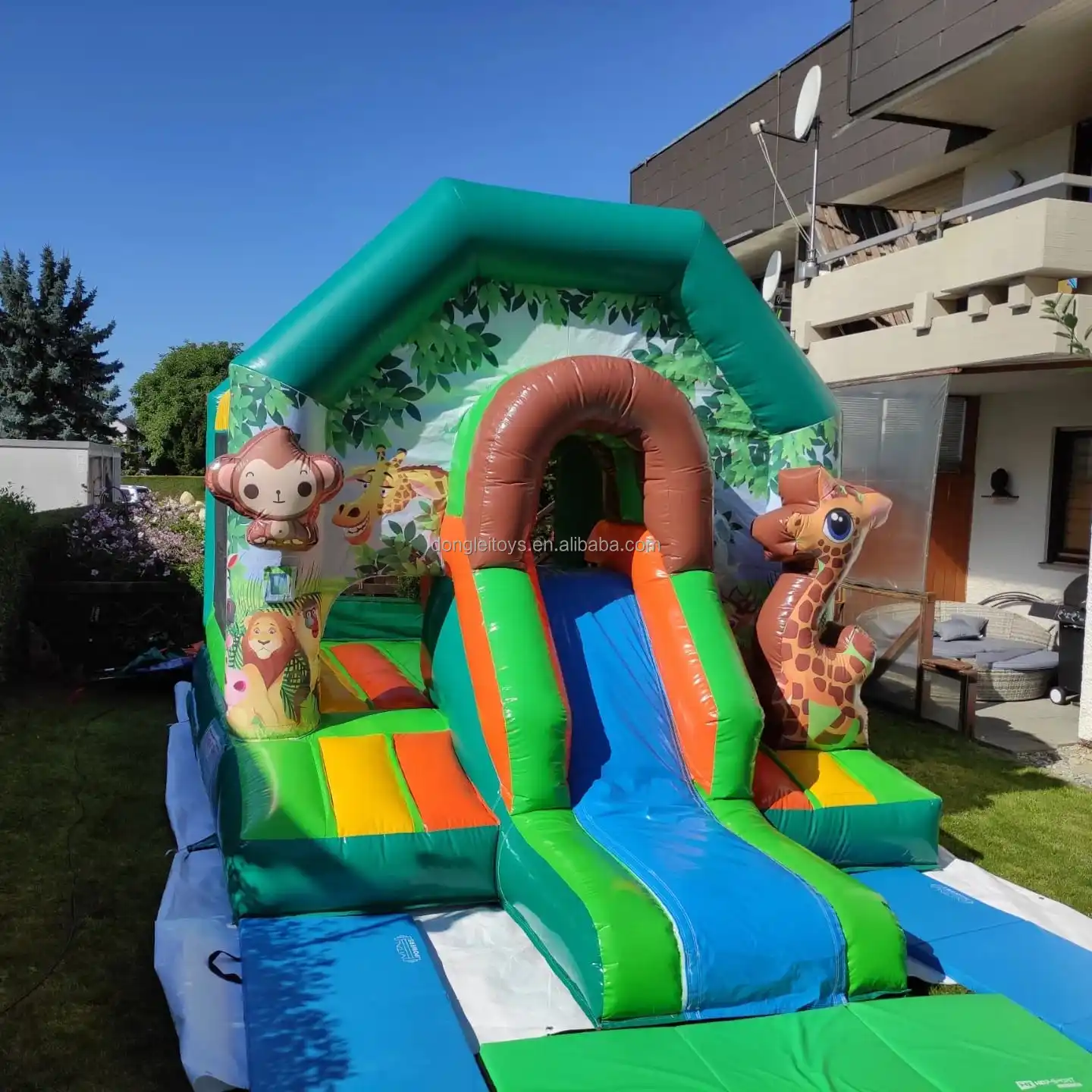 Moonwalk Inflatable Safari Bouncy Castle Animal Kingdom Theme Park ...