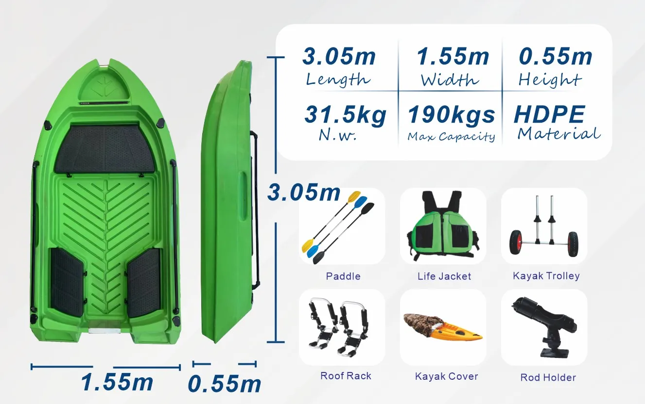 15HP Engine New Arrival 10ft 3.05m 3M 3 People Rotomolded Plastic Skiff ...