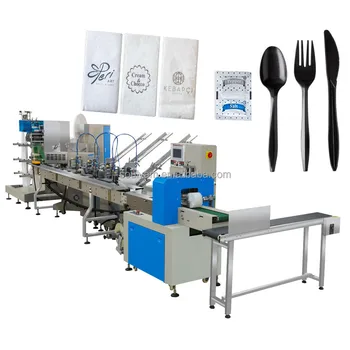 Automatic Disposable Cutlery Set Packing Machine For Napkin Tissue ...