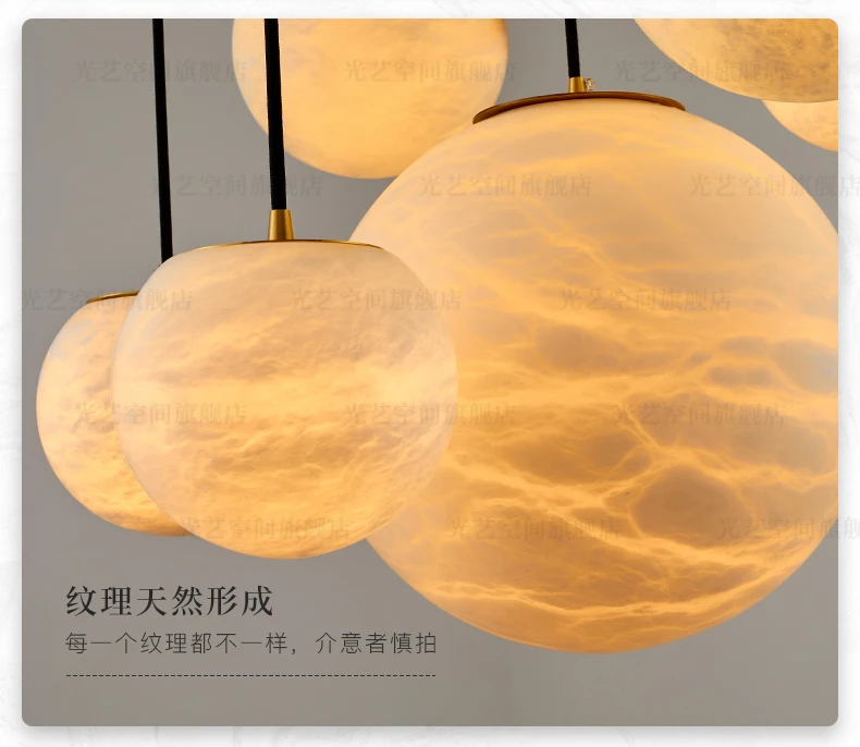 Pendant Lights Living Room Led Natural Cloud Stone Lamp Circle Ceiling ...
