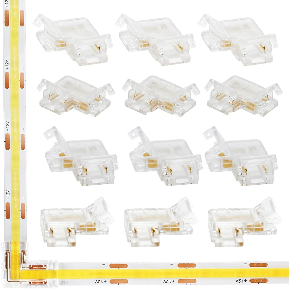 IP20 Waterproof 2Pin 3P 4P L-Shaped COB LED Strip Connectors 8mm 10mm ...