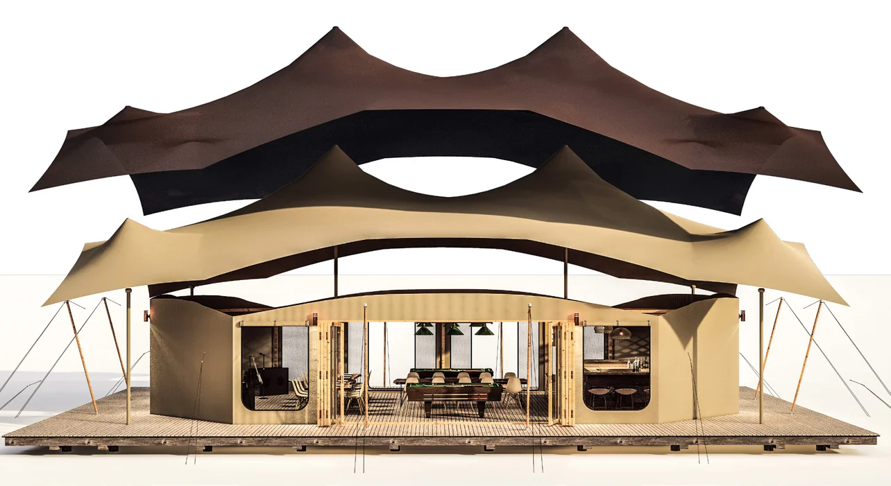 Luxury Eco-Friendly Glamping Tents with Bathroom & Two Bedrooms - OEM