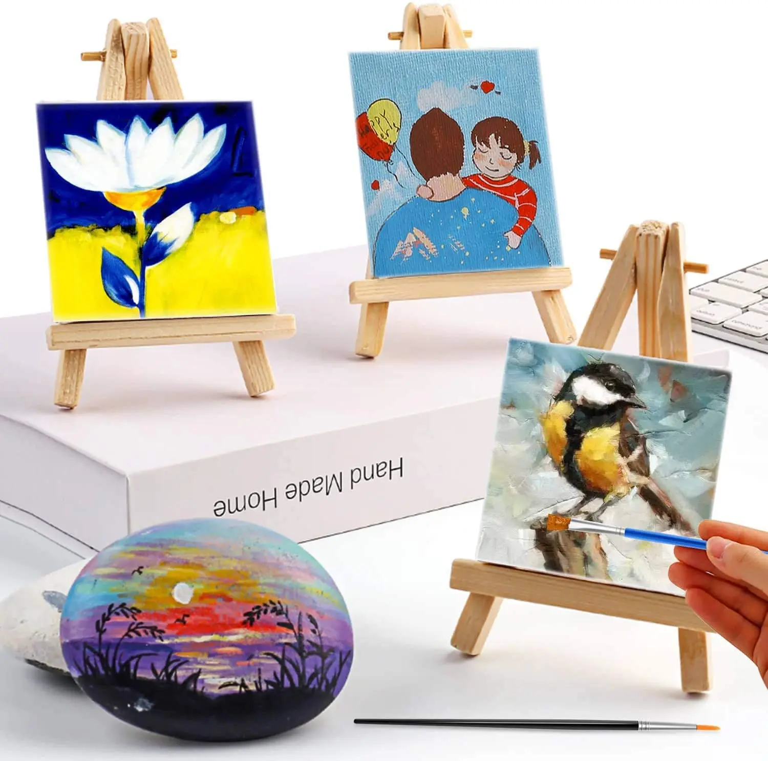 Mini Canvas Painting Set Includes 4x4 Inches Primed Canvas for Kids ...