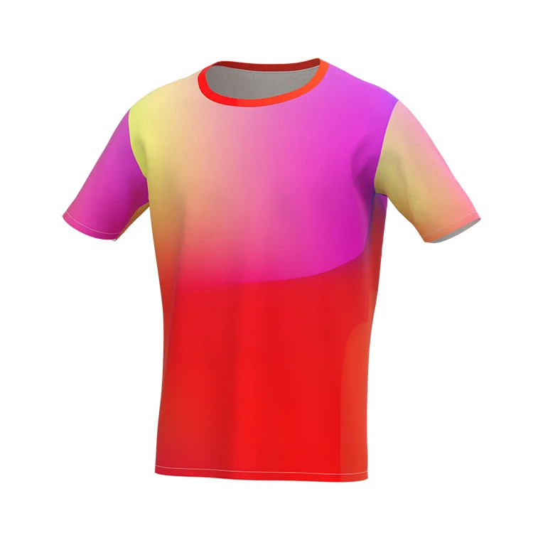 Polyester O-neck Short Sleeve Streetwear Gradient Colors Logo Printed T ...