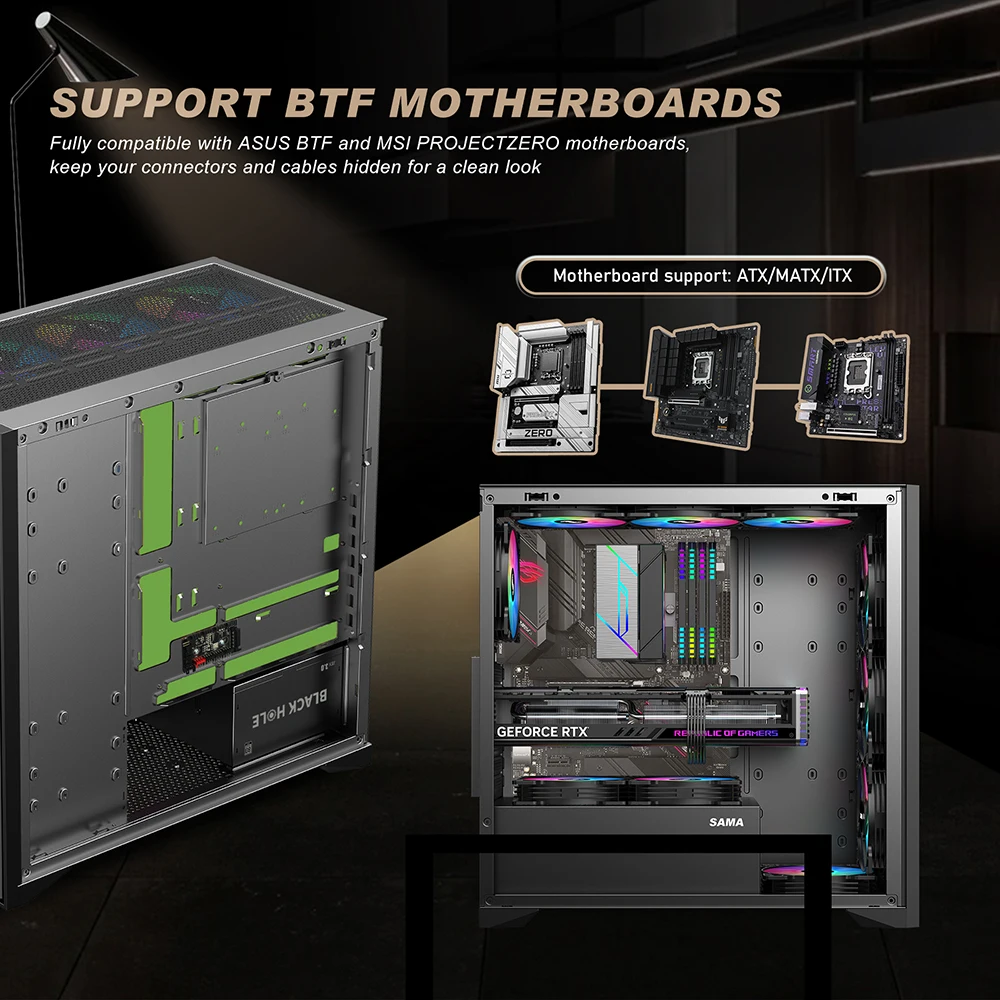 Custom DIY Wooden ATX Gaming PC Case with RGB Fans & Genuine Walnut ...