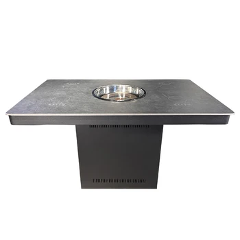 Dining Table For Restaurant Chinese Hotpot Table With Induction Cooker ...