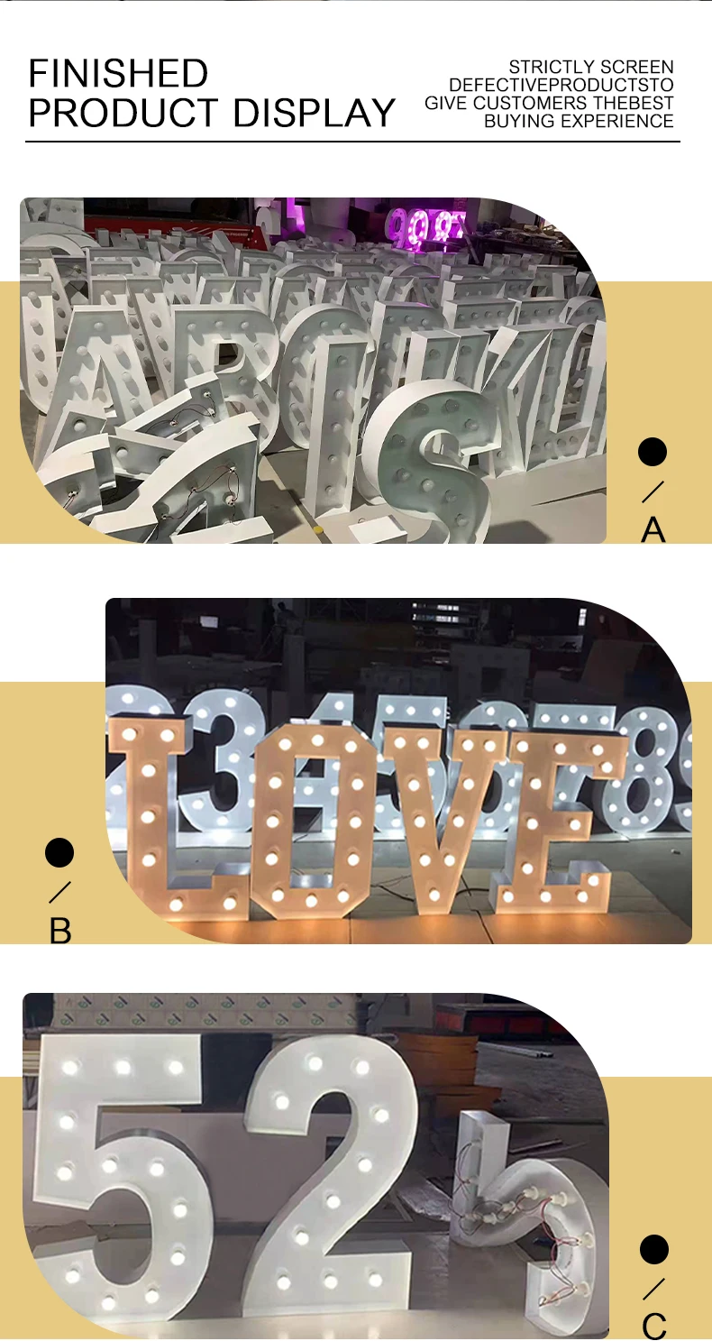 Marquee Alphabet 5ft 4ft Alphabet Front Illuminated Led Light Bulbs ...