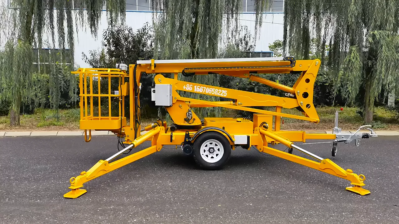 Trailer Mounted Cherry Picker Folding Arm Lift Aerial Boom Lift - Buy ...