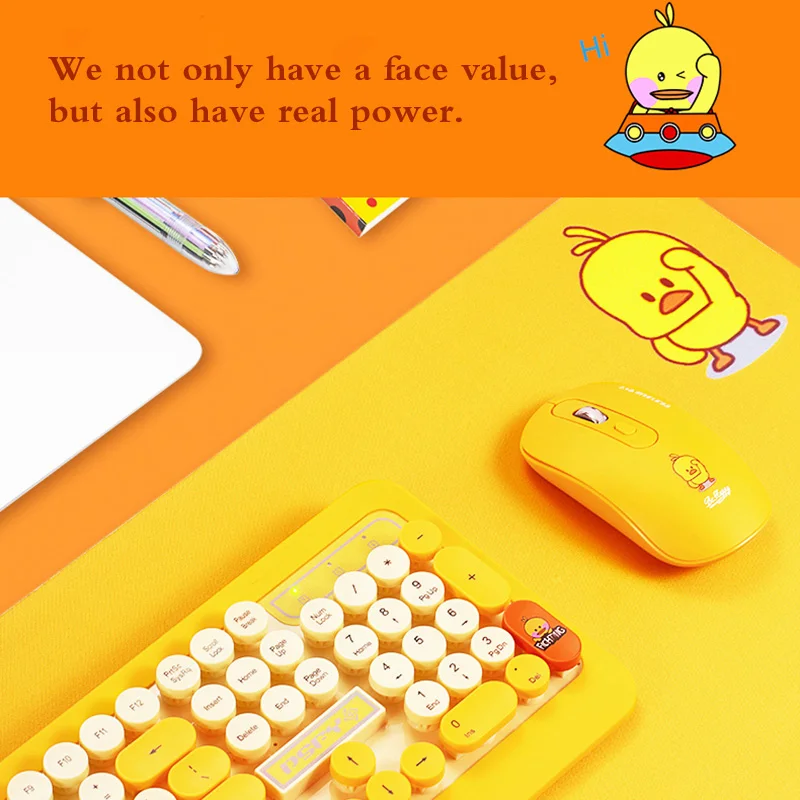 Wireless Vintage Round Gaming Keyboard & Mouse Set with Mat for PC