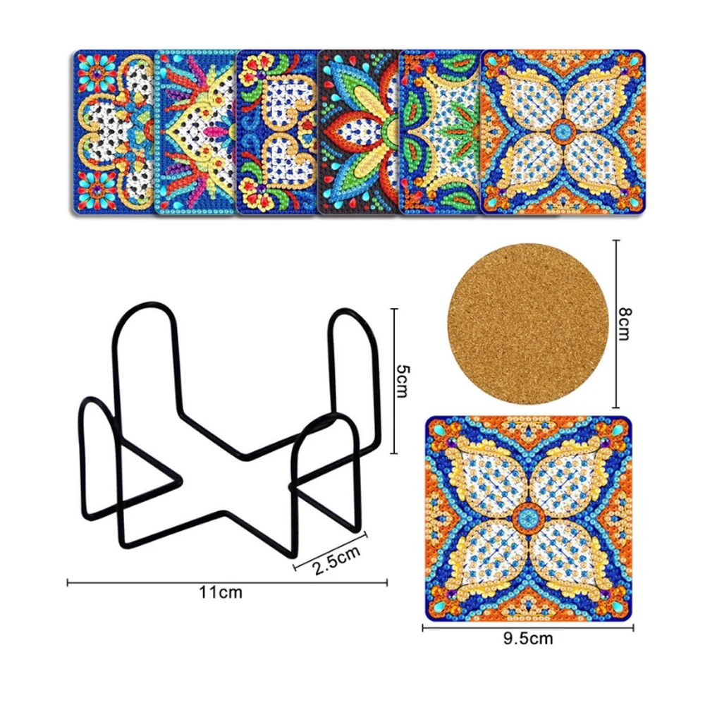 5d Square Special Shape Drills Mandala Diamond Art Painting Coaster Set ...