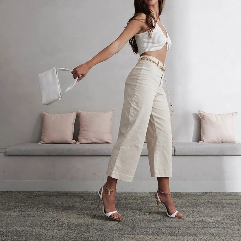 Elegant Party Shoes - Heeled Sandals with Metal Binding