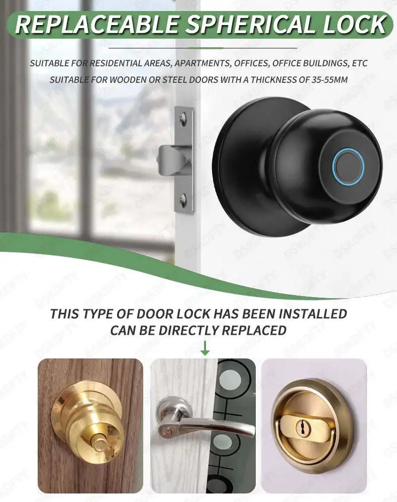 Smart Wi-Fi Fingerprint Sensor Key Lock for Wood Doors Battery Operated ...