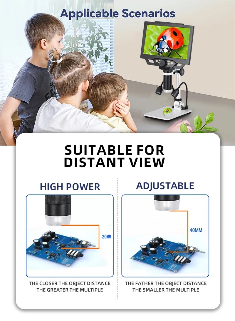 G1600 Digital Microscope 9 12mp 9 Inch Large Base Lcd Display 1-1600x ...
